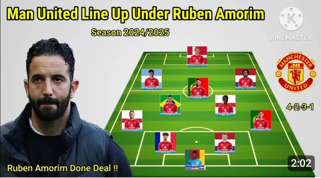 (4-2-3-1) New Manchester United formation Under Ruben Amorim,as the ...