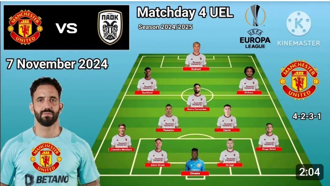 (4-2-3-1) Kobbie Mainoo and Leny Yoro returns", Predicted Man United ...