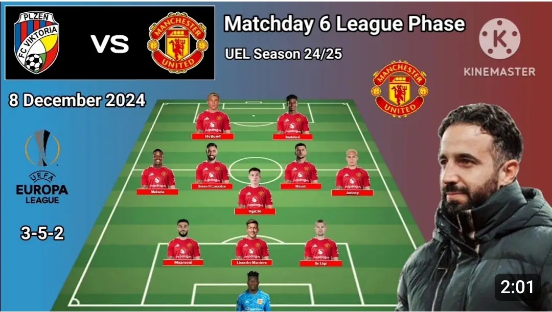 (3-5-2) Kobbie Mainoo and Mount back in the XI", predicted Man United Line up vs Viktoria Plzen ...